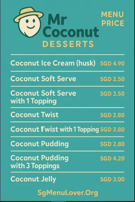 MR COCONUT MENU SINGAPORE PRICES 2025