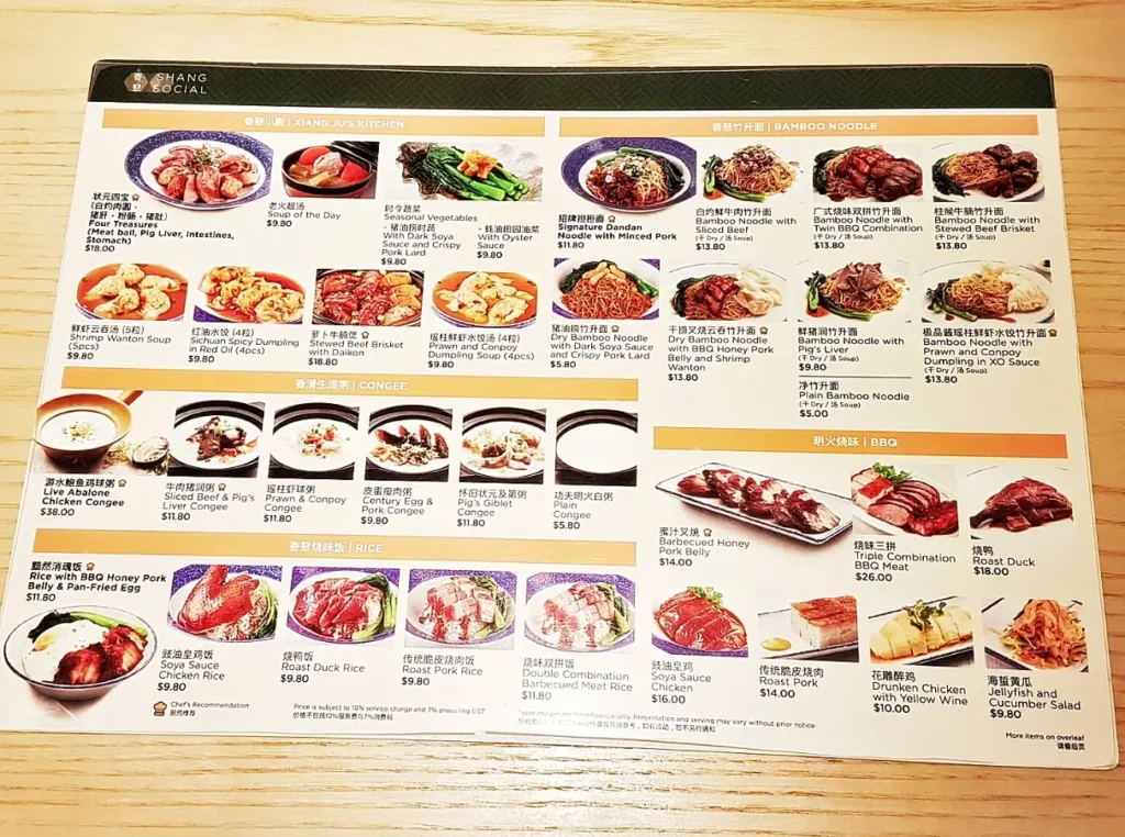 SHANG SOCIAL MENU SINGAPORE PRICES 2025